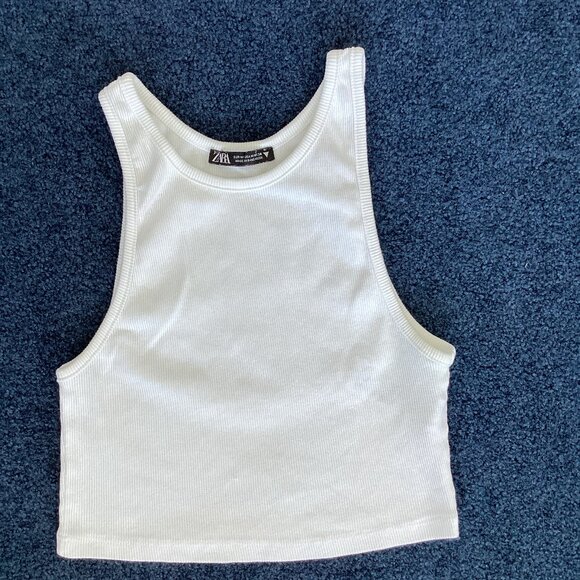 Zara | Tops | Zara White Ribbed Tank Top Medium | Poshmark